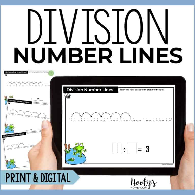 Division Number Lines Boom Cards and Print Task Cards - Hooty's Homeroom