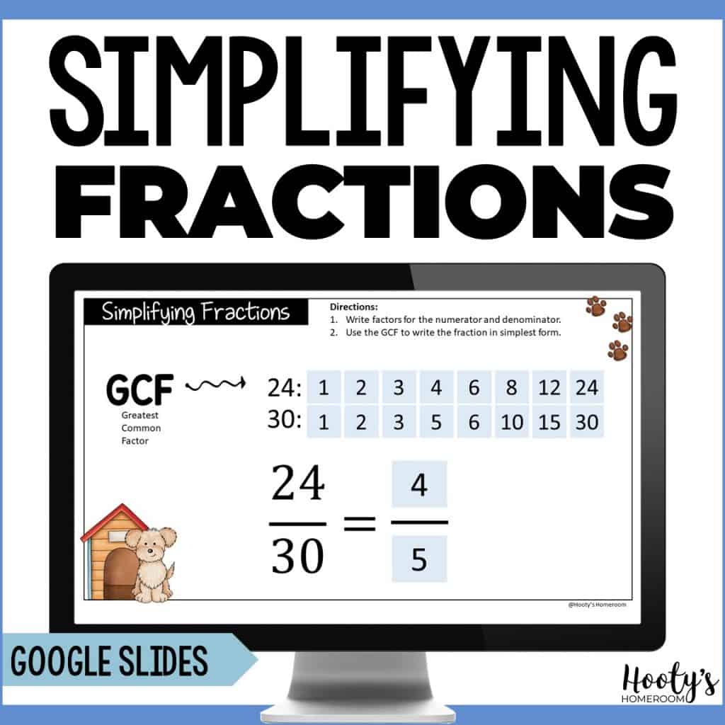 Simplifying Fractions Activities Google Slides