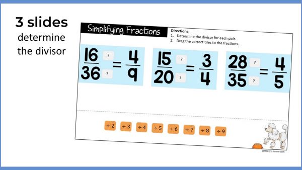Simplifying Fractions Activities Google Slides