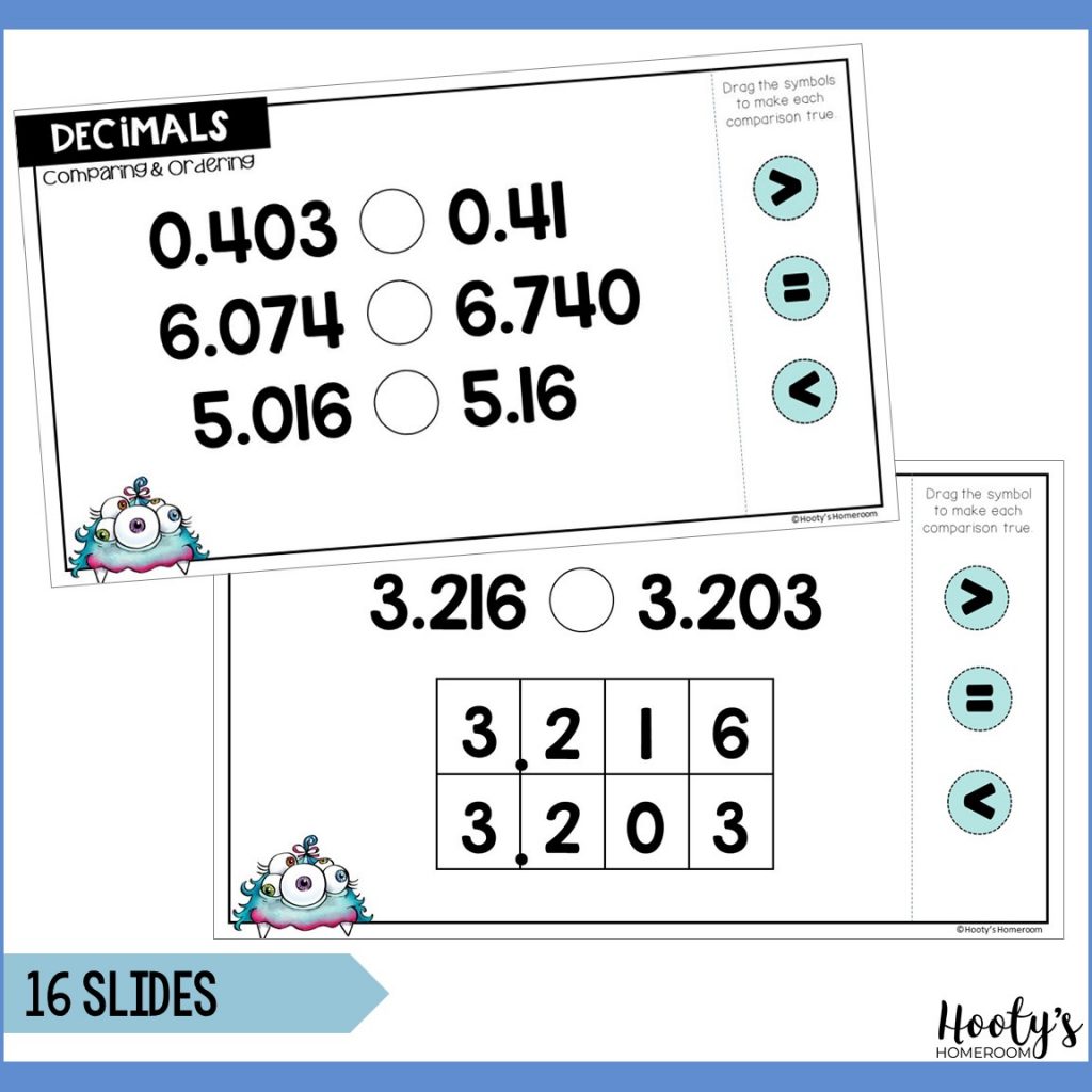 Comparing and Ordering Decimals to the Thousandths Google Slides