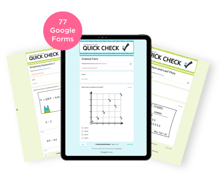 5th Grade Math Google Forms Assessments and Practice