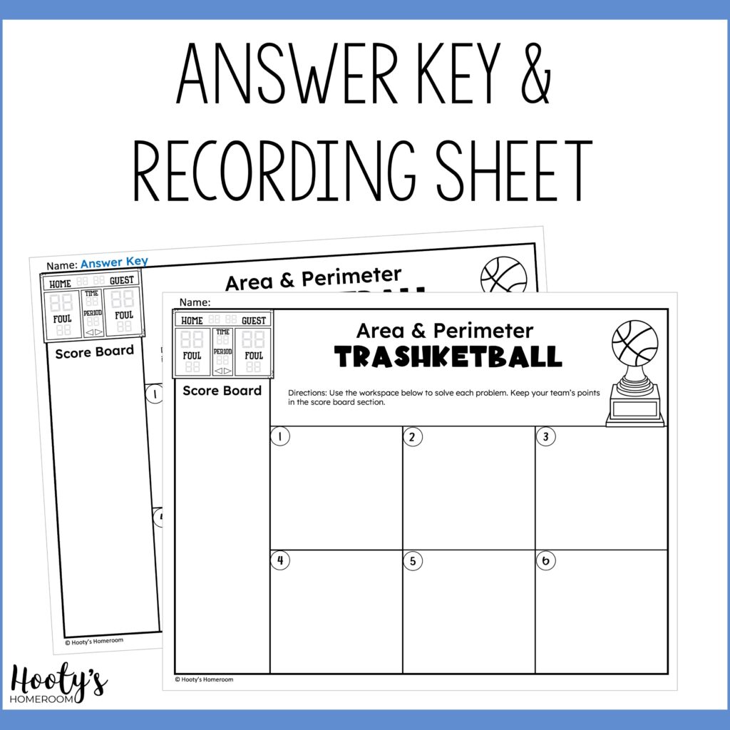 3rd Grade Area and Perimeter Trashketball Review Game - Hooty's Homeroom