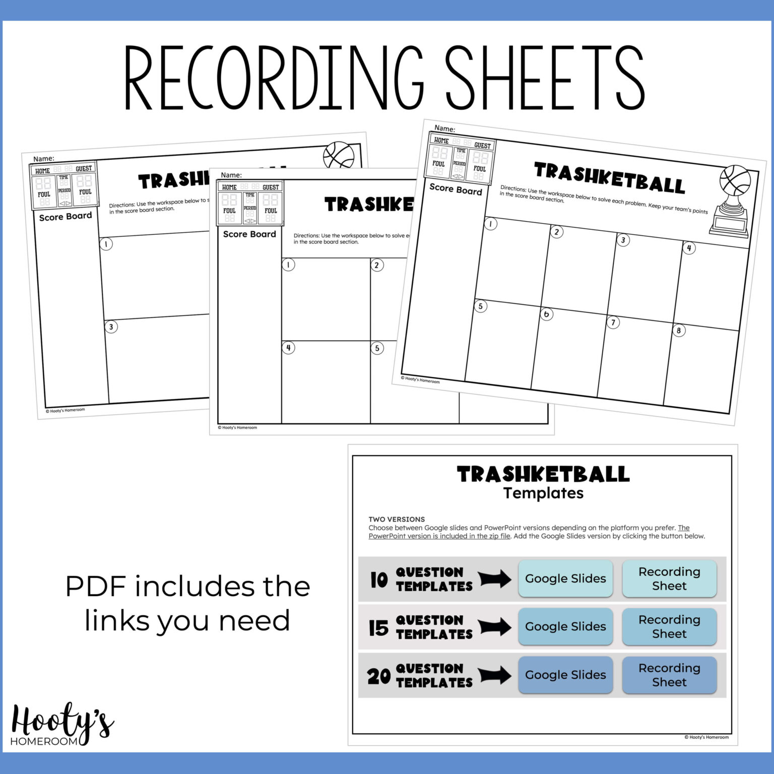 Trashketball Template Review Games - Hooty's Homeroom