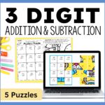 Adding and Subtracting 3 Digit Numbers Math Mystery Puzzles - Hooty's ...