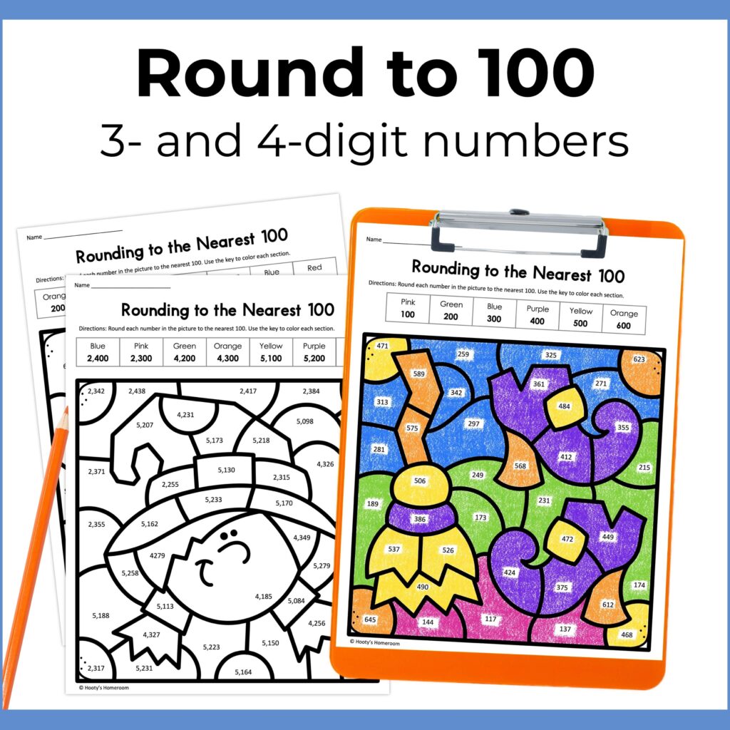 Halloween Rounding Color By Number - Hooty's Homeroom