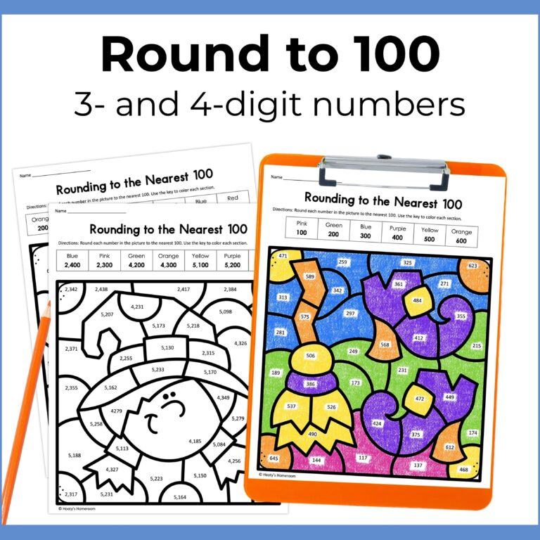 Halloween Rounding Color By Number - Hooty's Homeroom