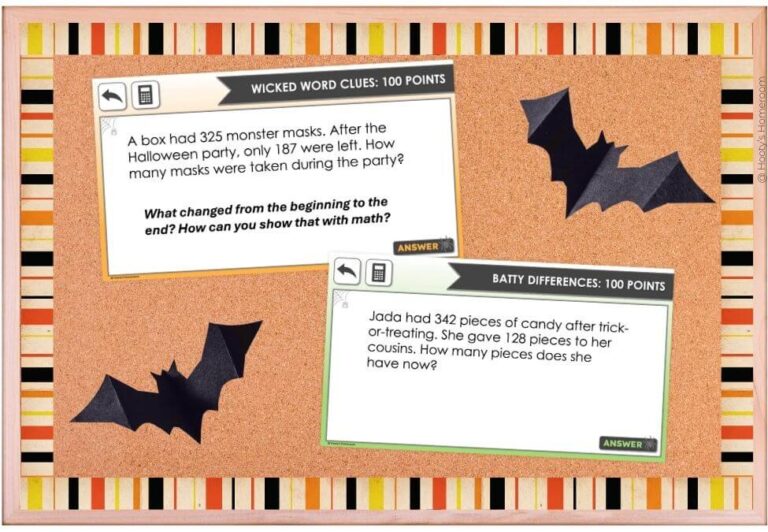 Halloween Math Word Problems for 3rd Grade | Fun Jeopardy Game