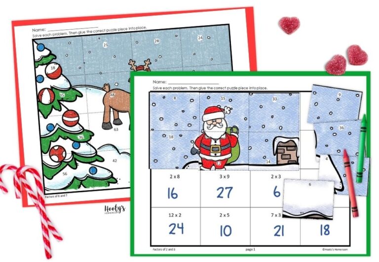 Christmas Multiplication and Division 3rd Grade Math Activities